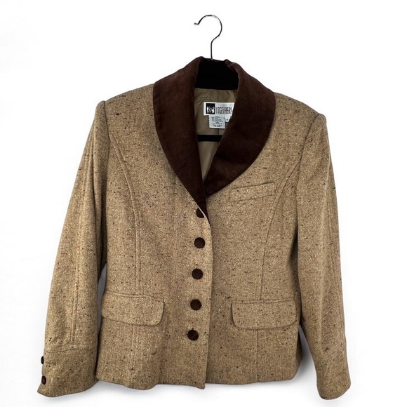 Together | Jackets & Coats | Vintage 98s Tweed Wool Velvet Collarriding ...